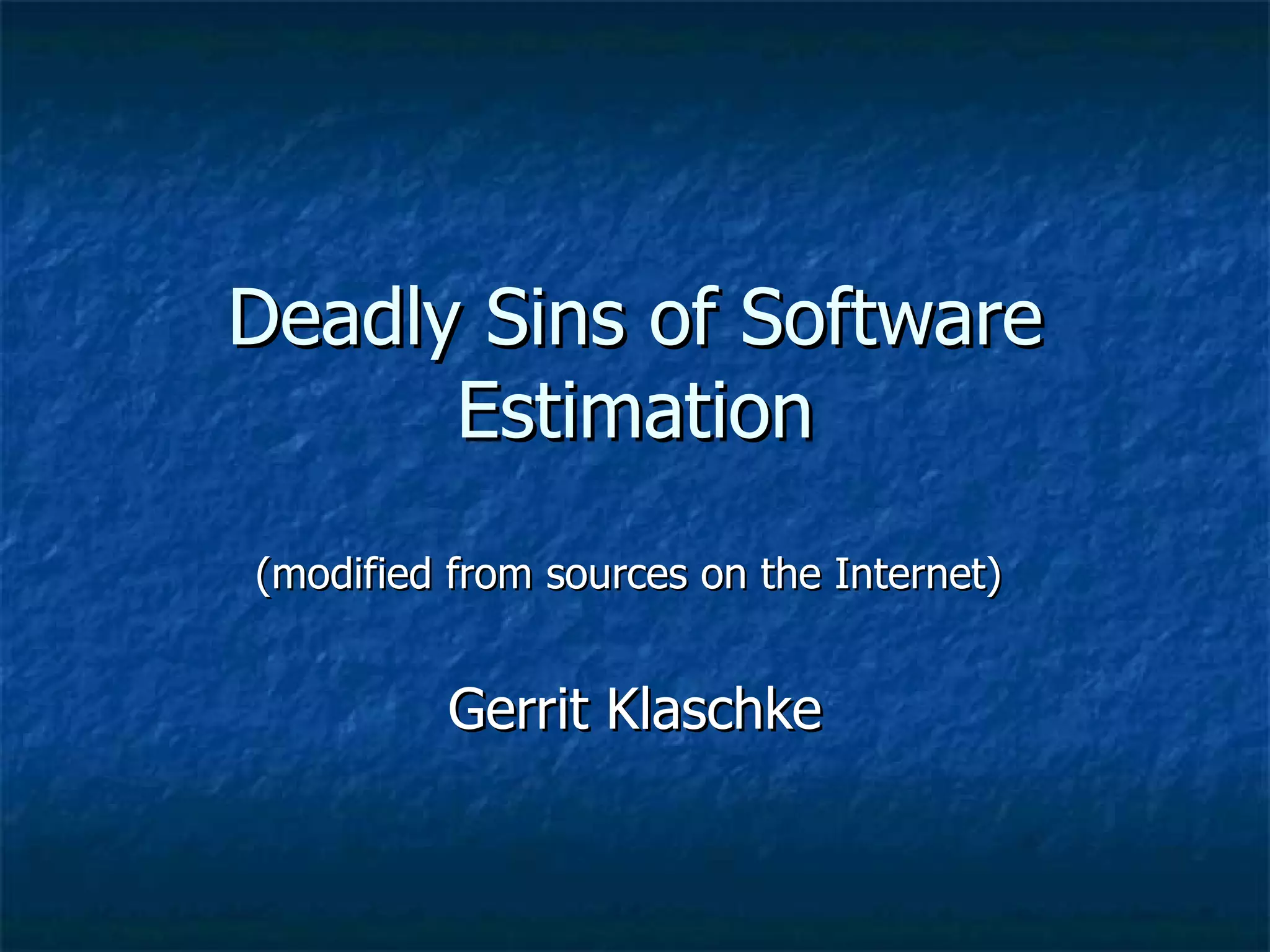 Deadly Sins Estimation | PPT