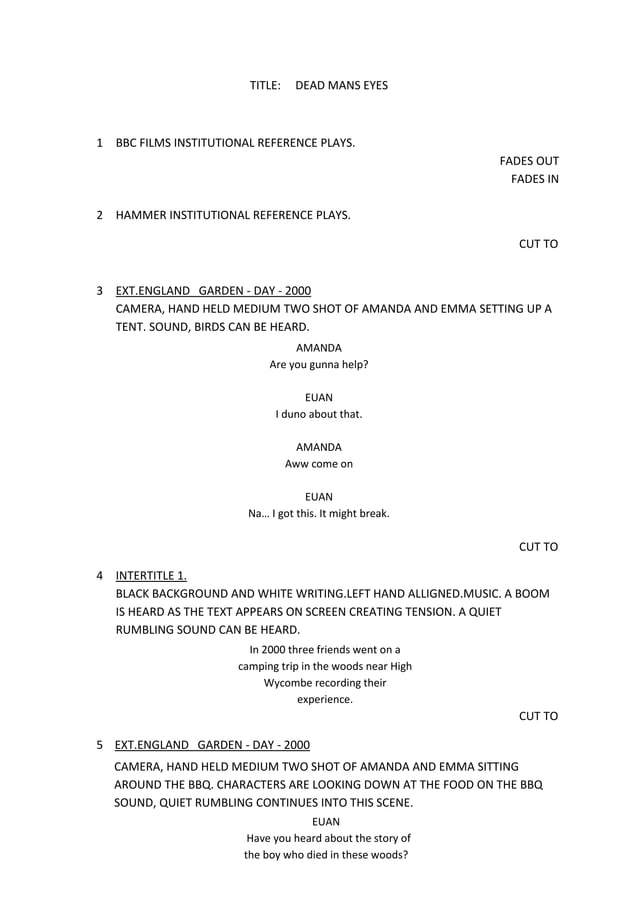 Dead mans eyes final shooting script | DOCX