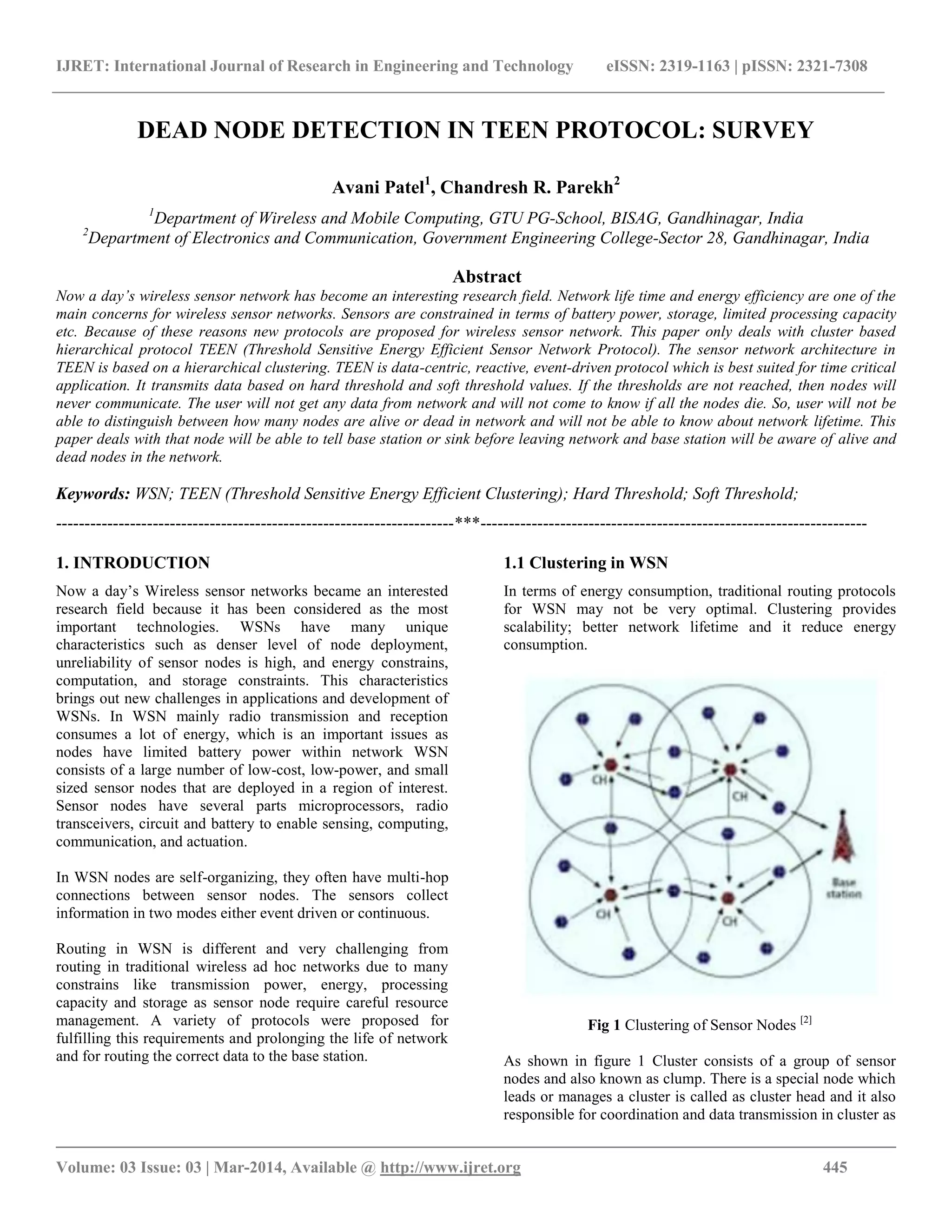 Dead node detection in teen protocol | PDF