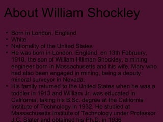 William Shockley | PPT | Physics | Science