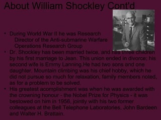 William Shockley | PPT | Physics | Science