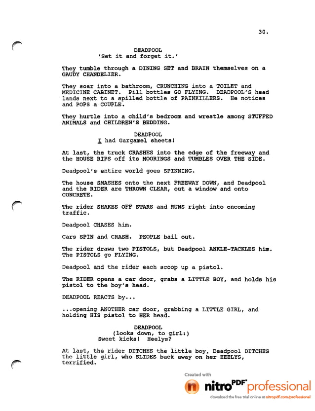 Deadpool movie leaked script (1) | PDF