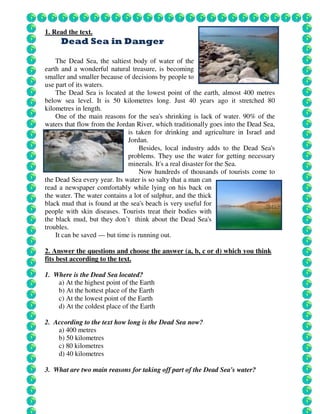 Dead sea in danger | PDF