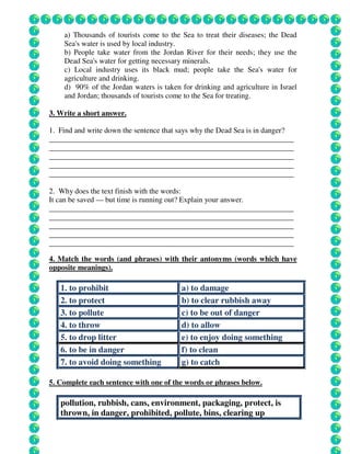 Dead sea in danger | PDF