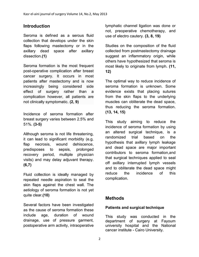 Impact of dead space closure and lymph vessel ligation during MRM on ...