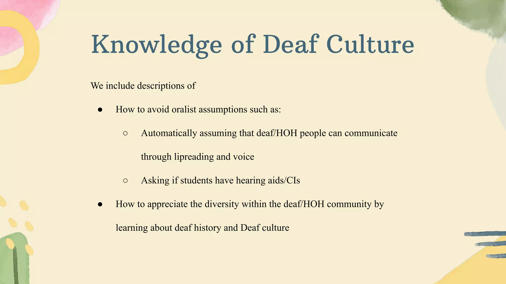 Deaf Cultural Competency and Accessibility in the Classroom ...