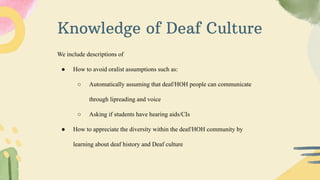 Deaf Cultural Competency and Accessibility in the Classroom ...