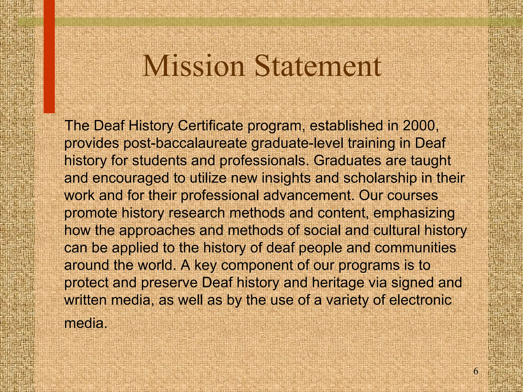 Deaf History Certificate Program | PPT