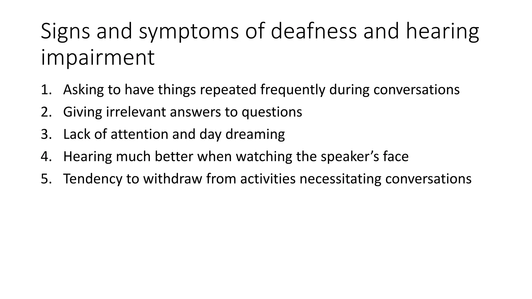 Deafness and Hearing Impairment presentation | PPTX