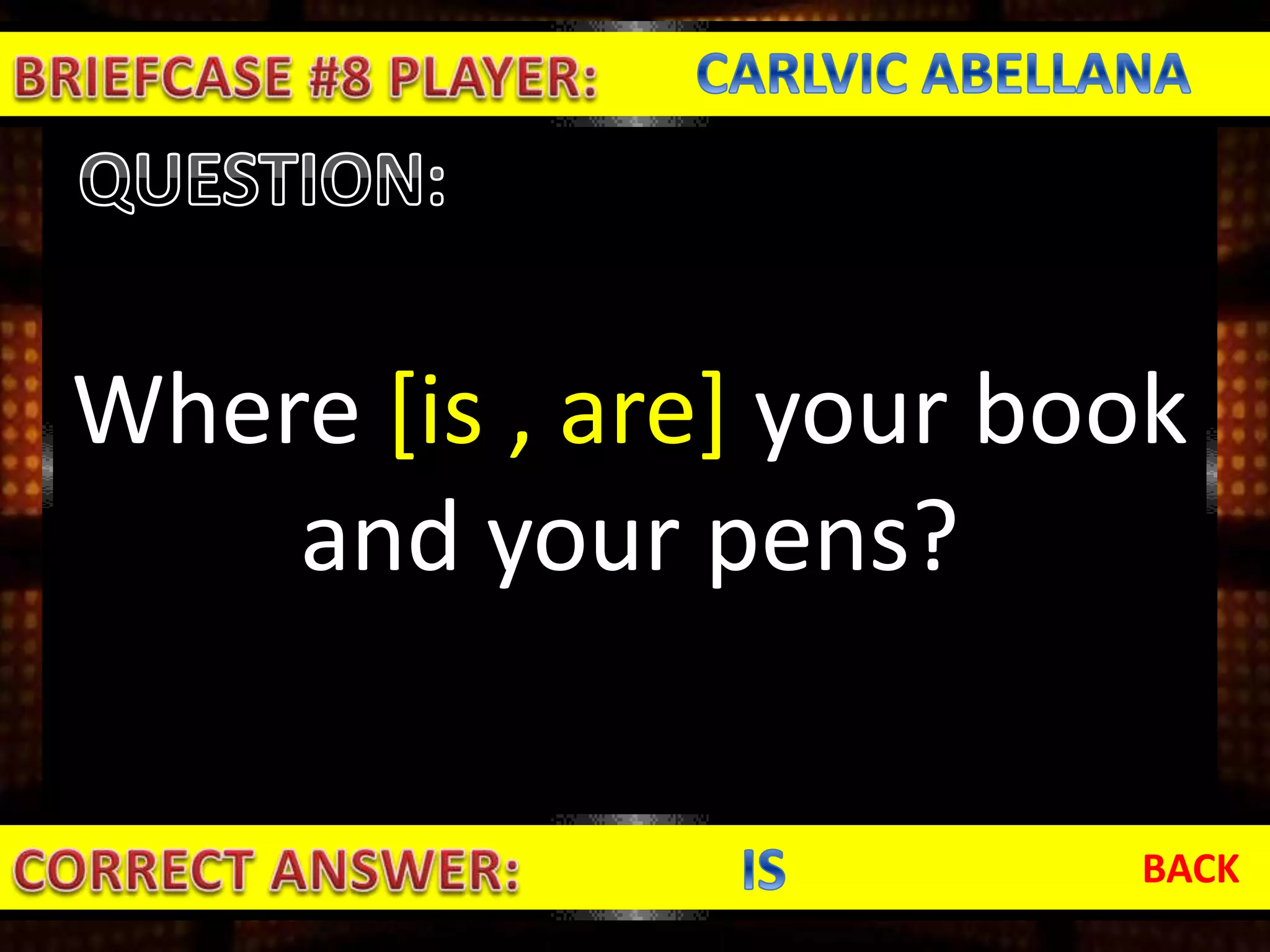 Deal or No Deal Classroom Game on Subject-Verb Agreement | PPTX