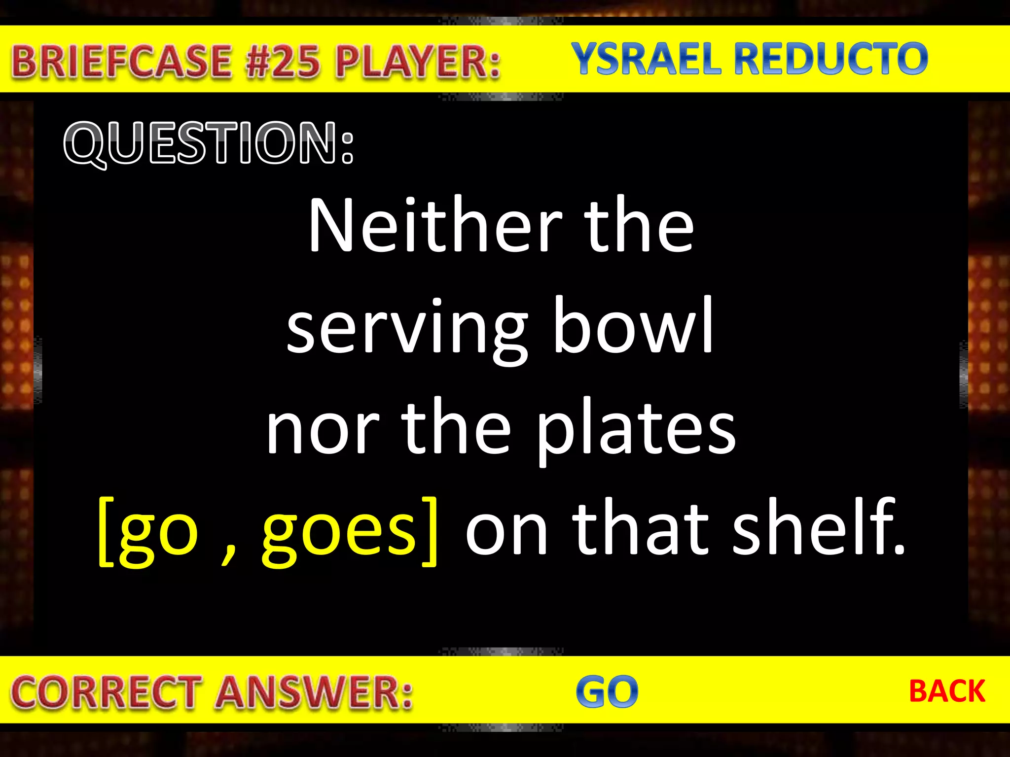 Deal or No Deal Classroom Game on Subject-Verb Agreement | PPTX