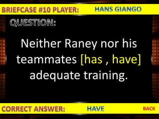 Deal or No Deal Classroom Game on Subject-Verb Agreement | PPTX