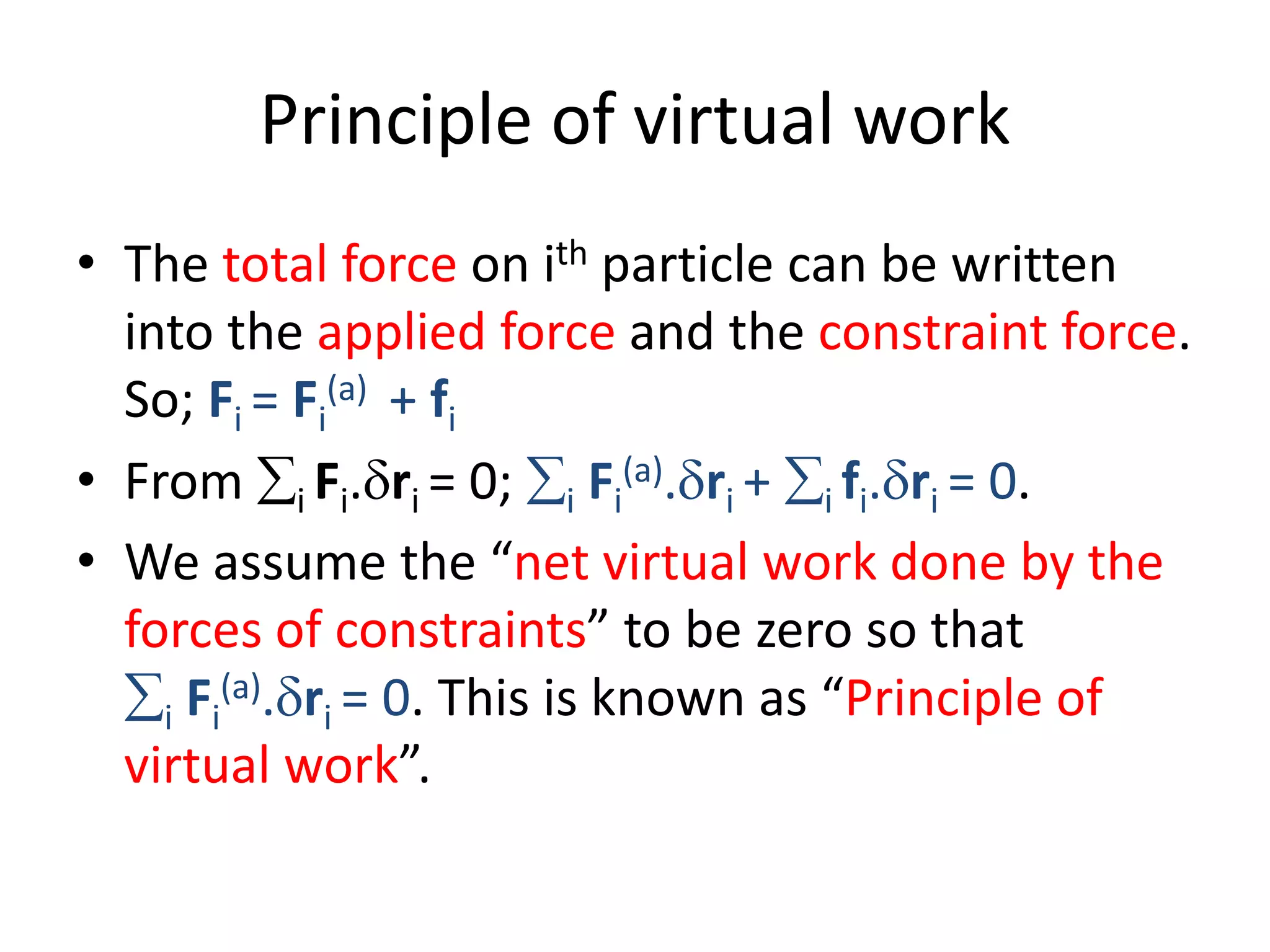 De Alembert’s Principle and Generalized Force, a technical discourse on ...