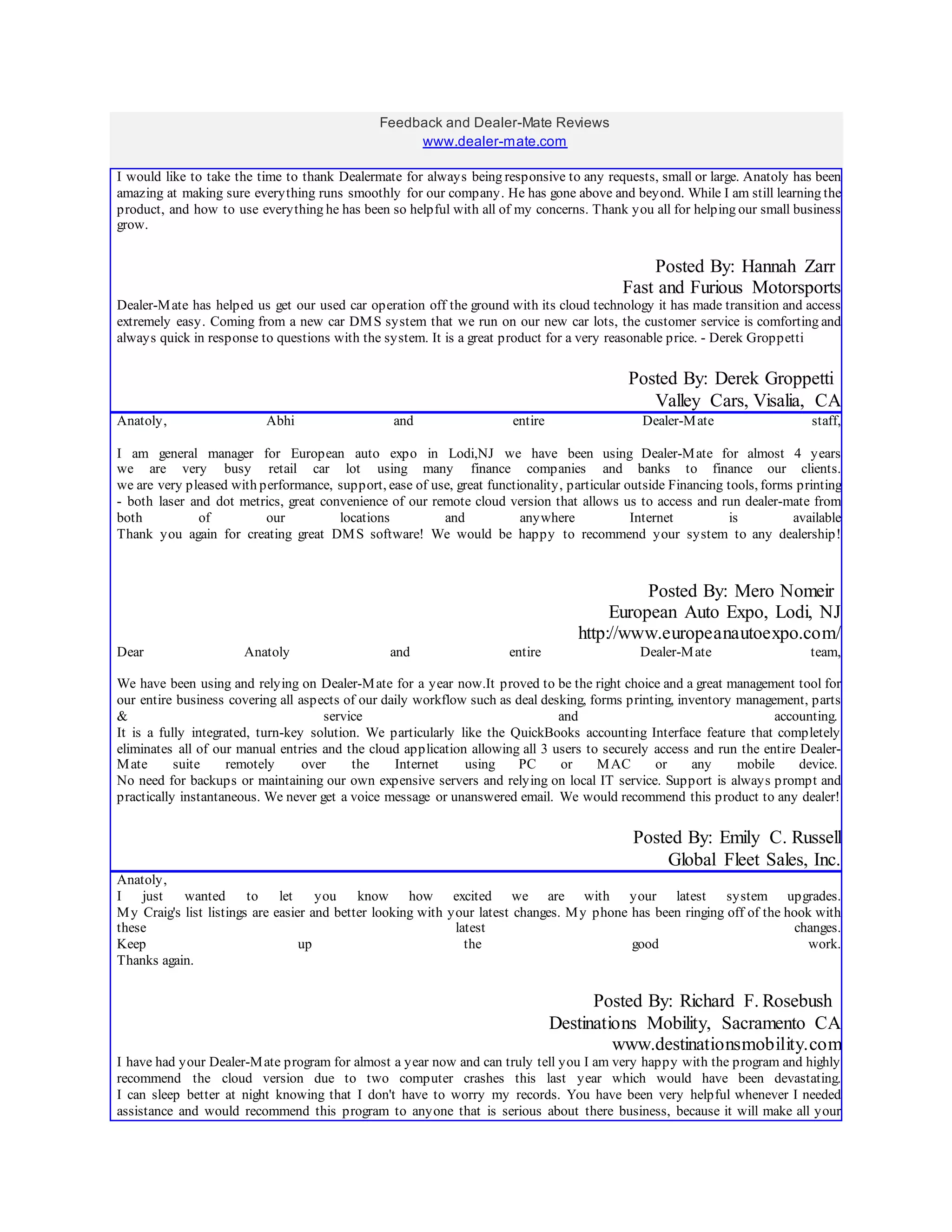 Dealer mate review | DOCX