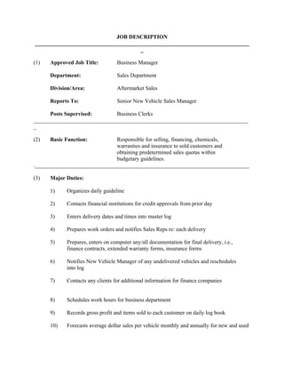 Dealership job descriptions1 | DOC