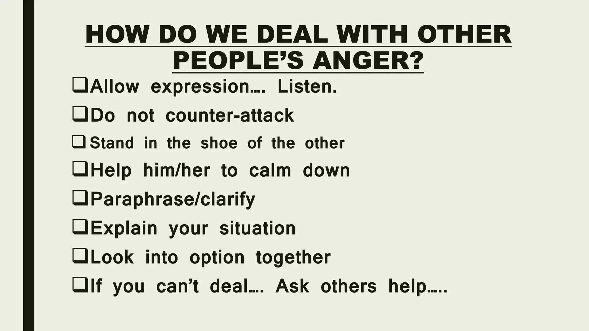 Dealing with anger in conflict situation | PPT