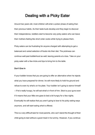 Dealing with a picky eater | DOCX | Parenting Babies and Toddlers ...