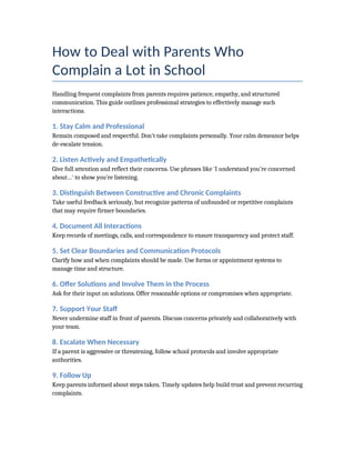 Dealing_with_Complaining_Parents with proper approach | DOCX