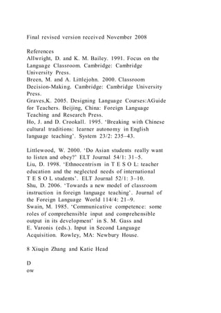 Dealing with learner reticence in thespeaking classXiuqi | PDF