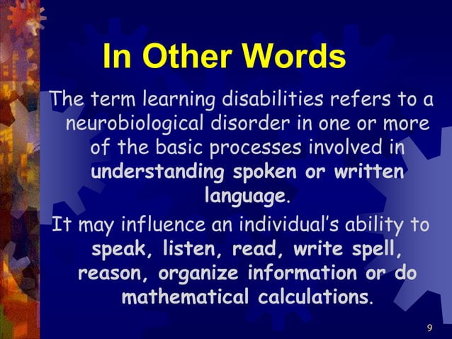 Dealing with Learning Disabilities etc.ppt | Brain and Nervous System Disorders | Diseases and ...