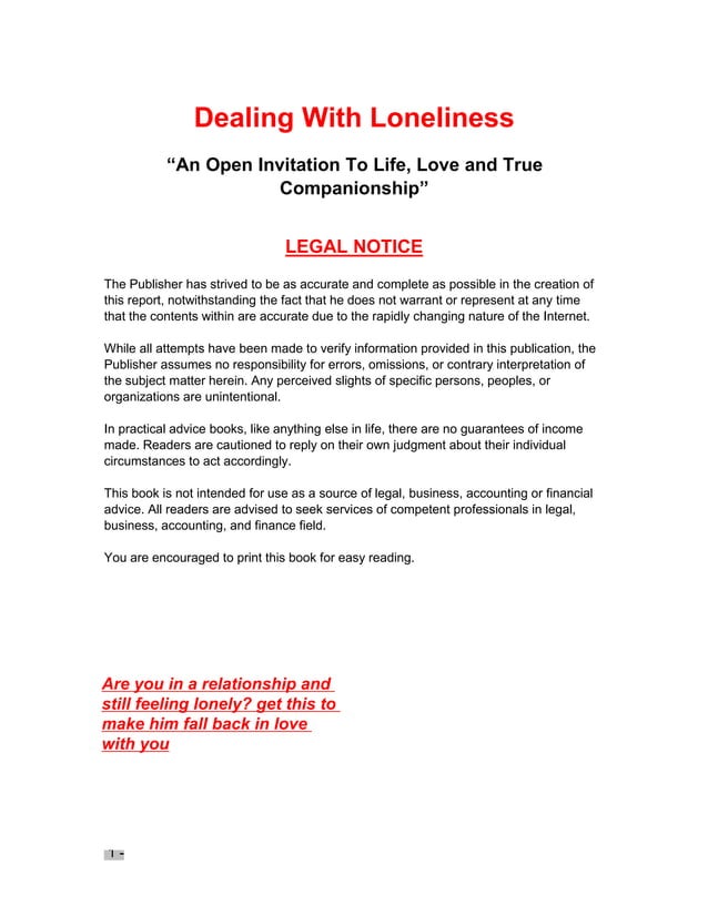 Dealing with loneliness | PDF