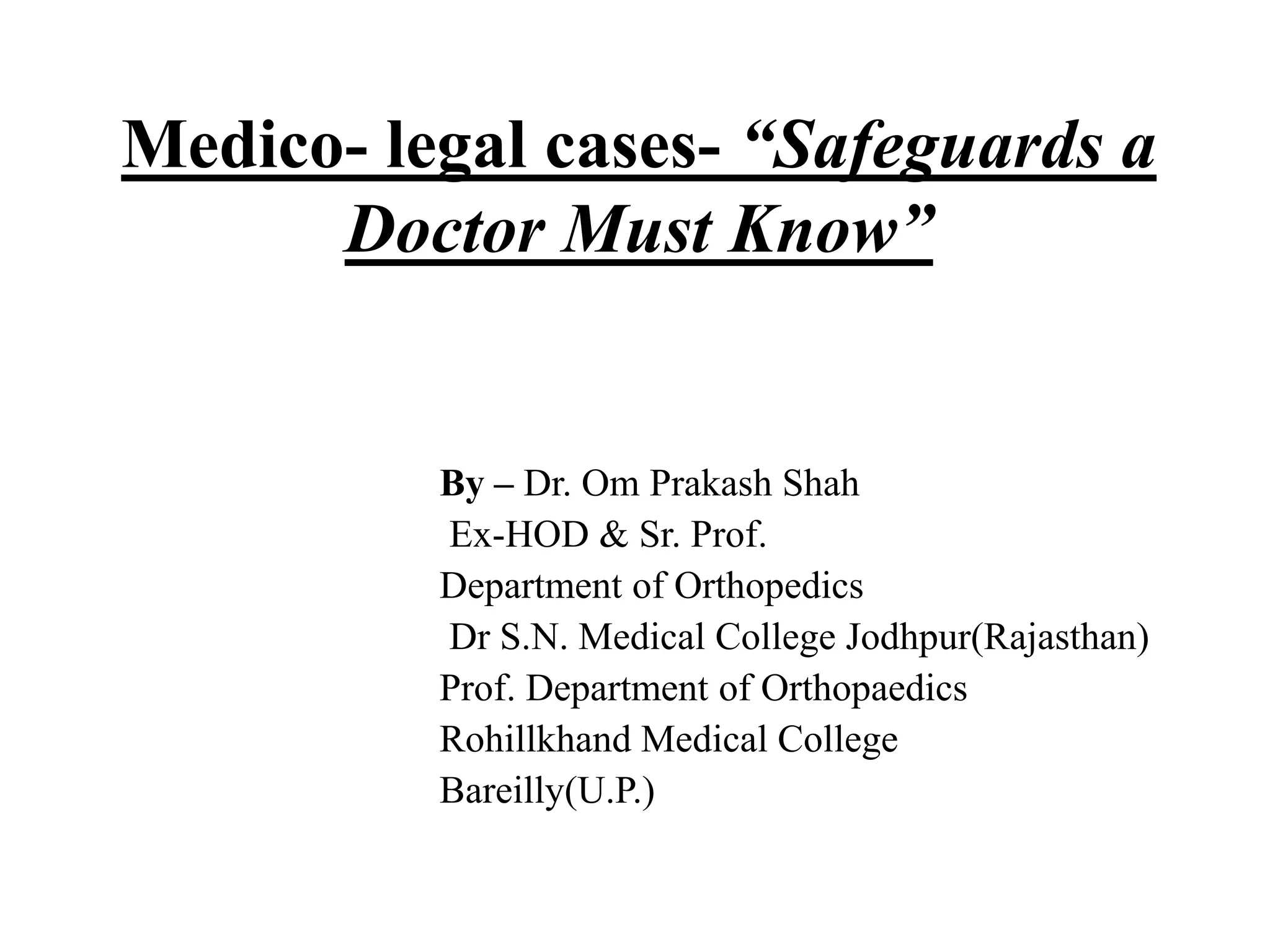 Dealing with medico legal cases | PPTX