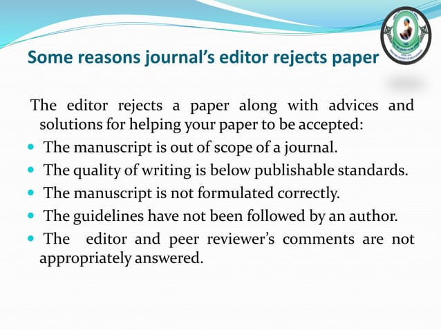 Dealing with rejected manuscripts | PDF