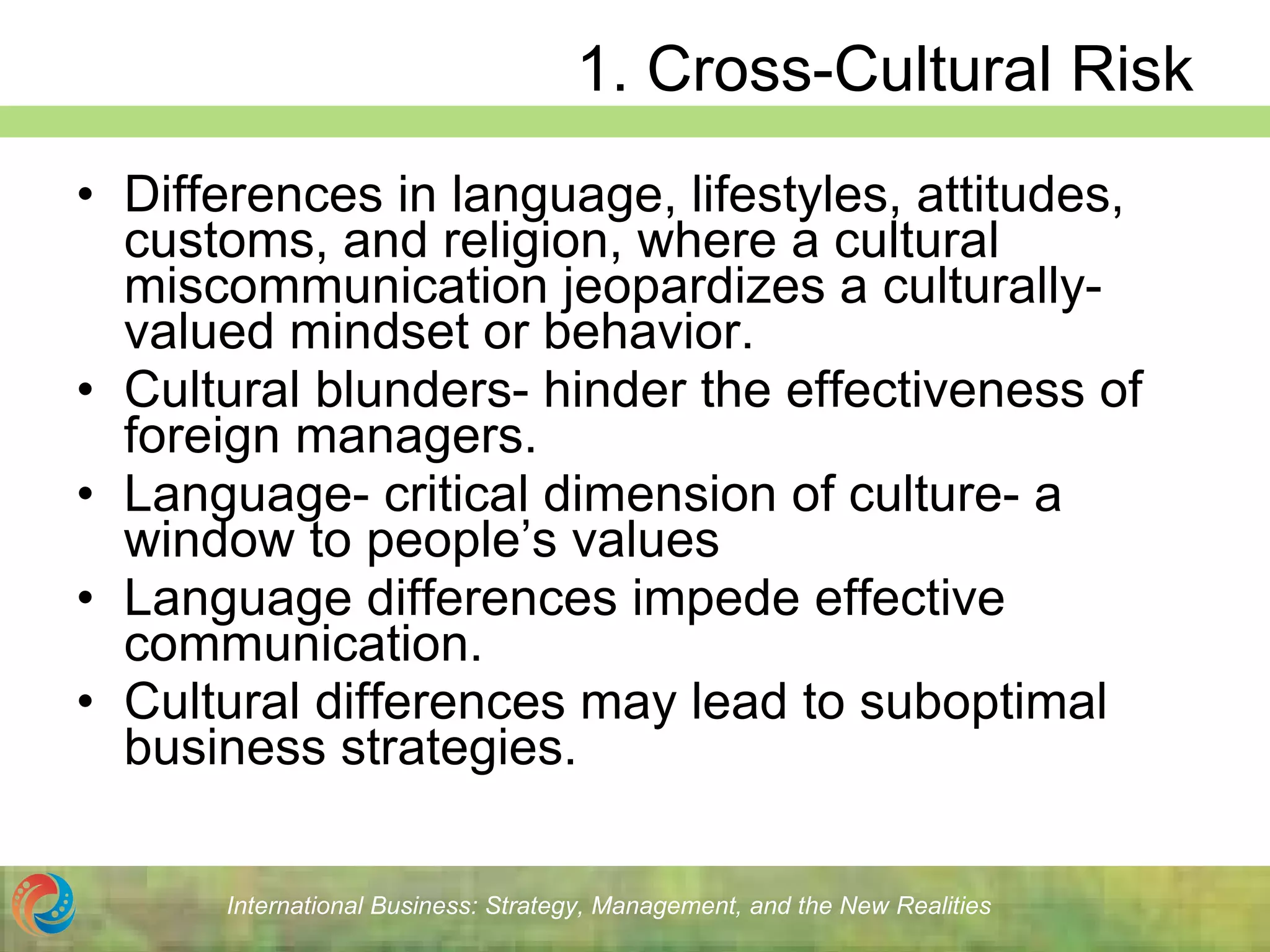 Dealing with risks in internationa business | PPT