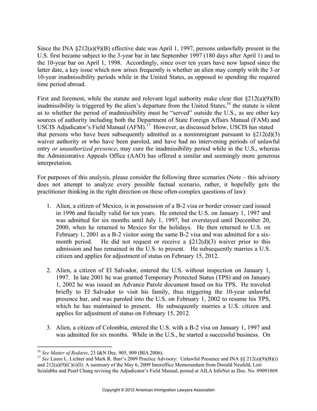 Dealing with the unlawful presence bars in immigration court | PDF