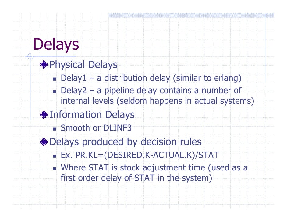 Dealing With Time In System Dynamics Models