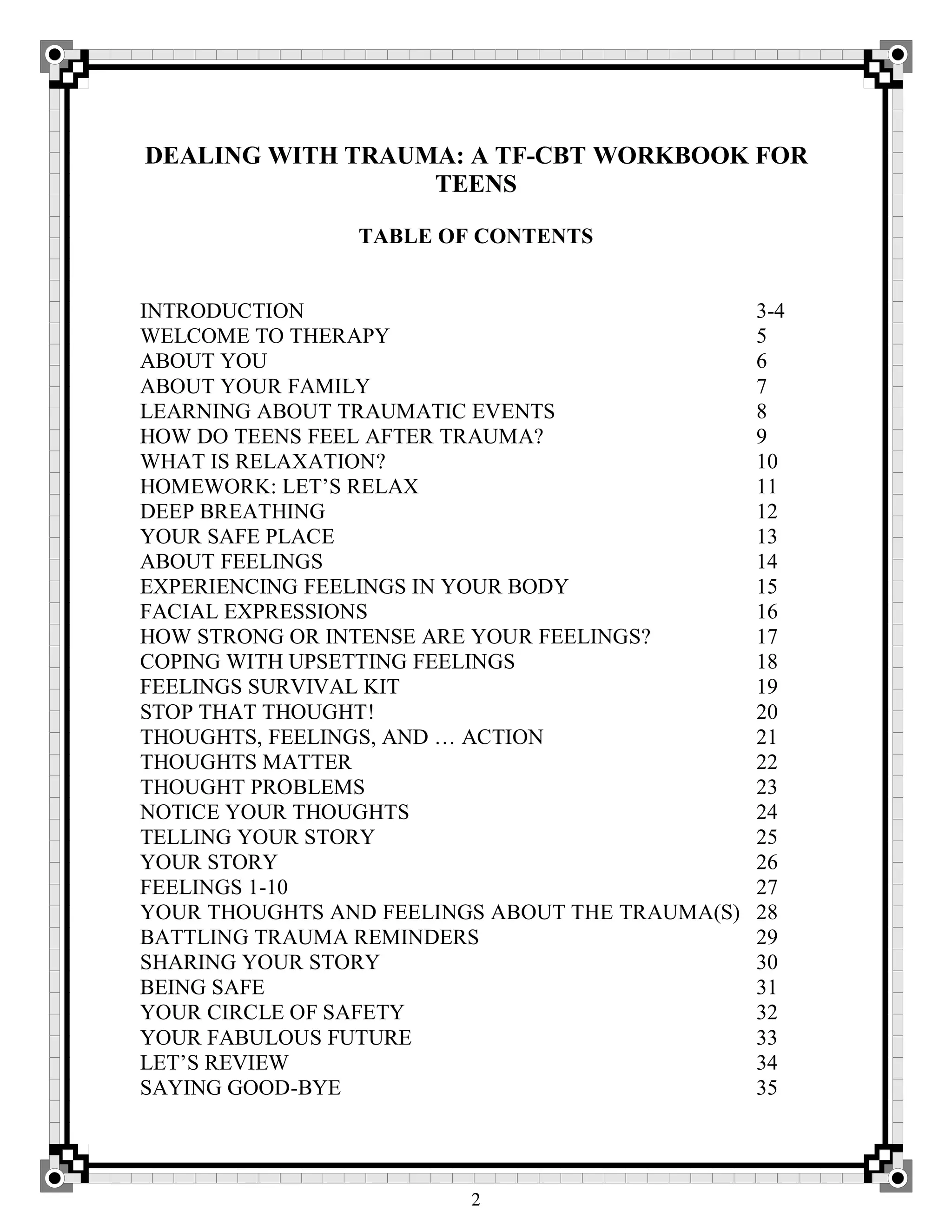 Dealing with trauma a tf-cbt workbook for teens | PDF