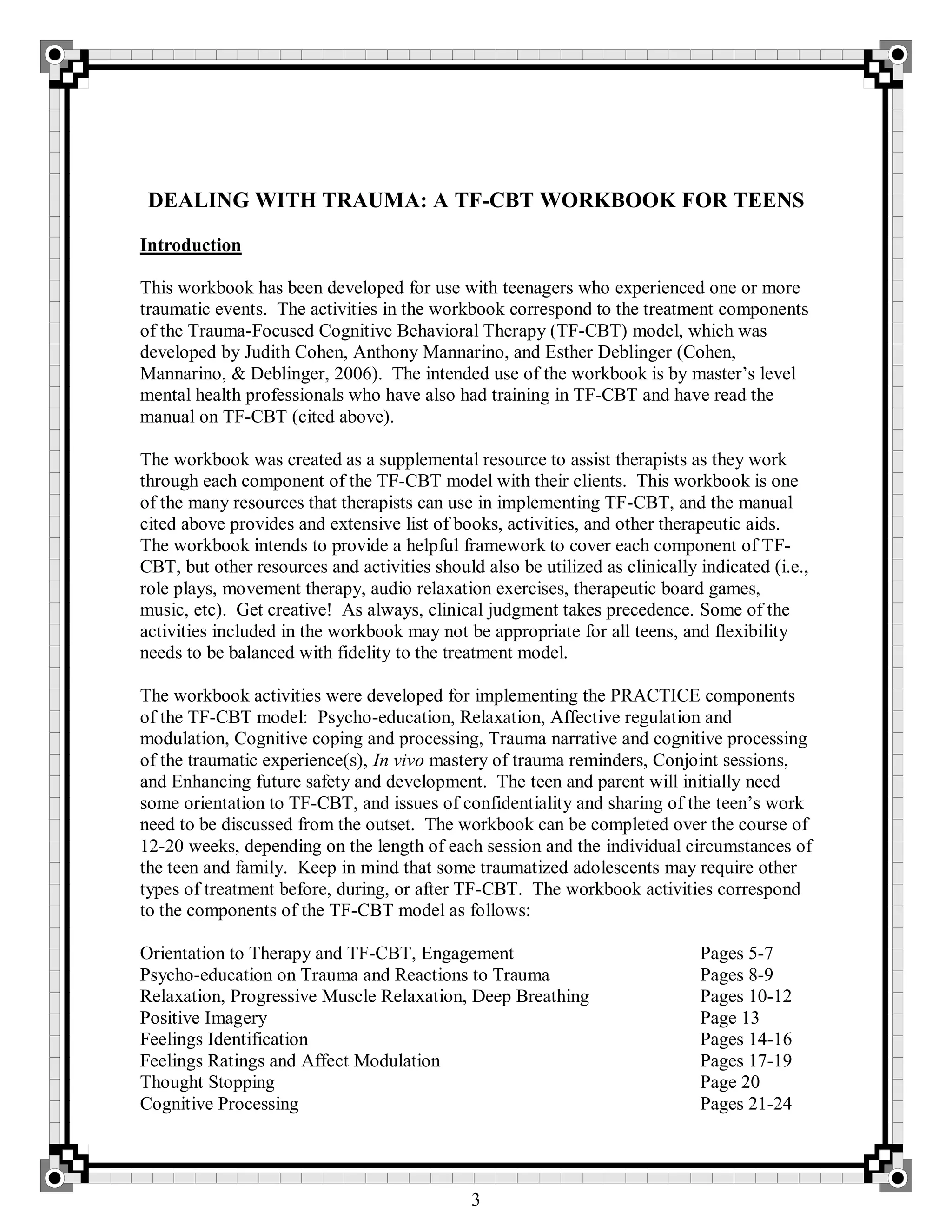 Dealing with trauma a tf-cbt workbook for teens | PDF
