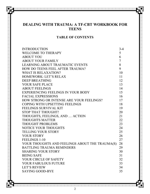 Dealing with trauma a tf-cbt workbook for teens | PDF | Mental Health ...