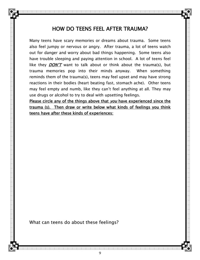 Dealing with trauma a tf-cbt workbook for teens | PDF | Mental Health ...
