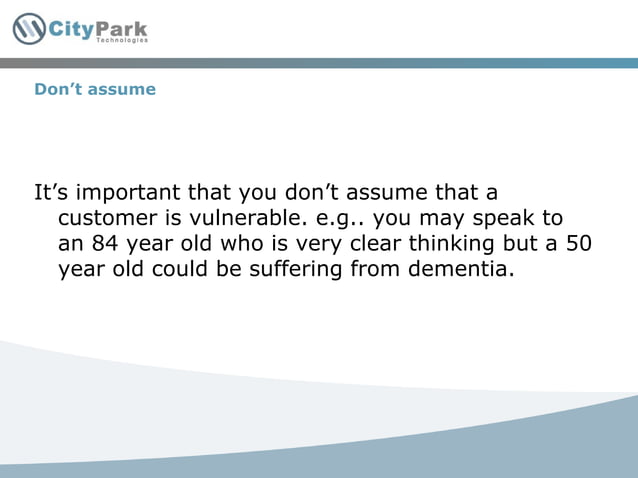 Dealing With Vulnerable Customers | PPT