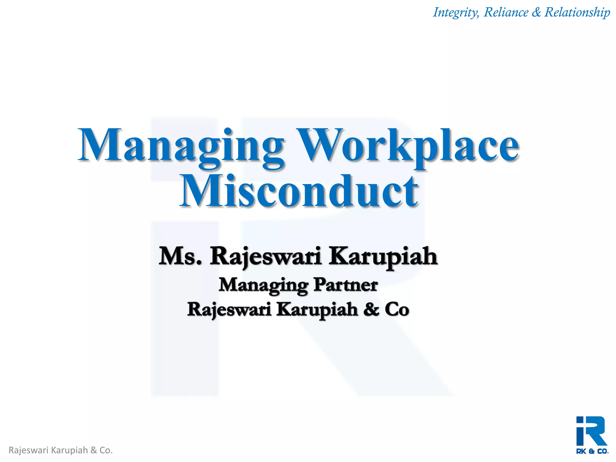 Dealing with Workplace Misconduct | PDF