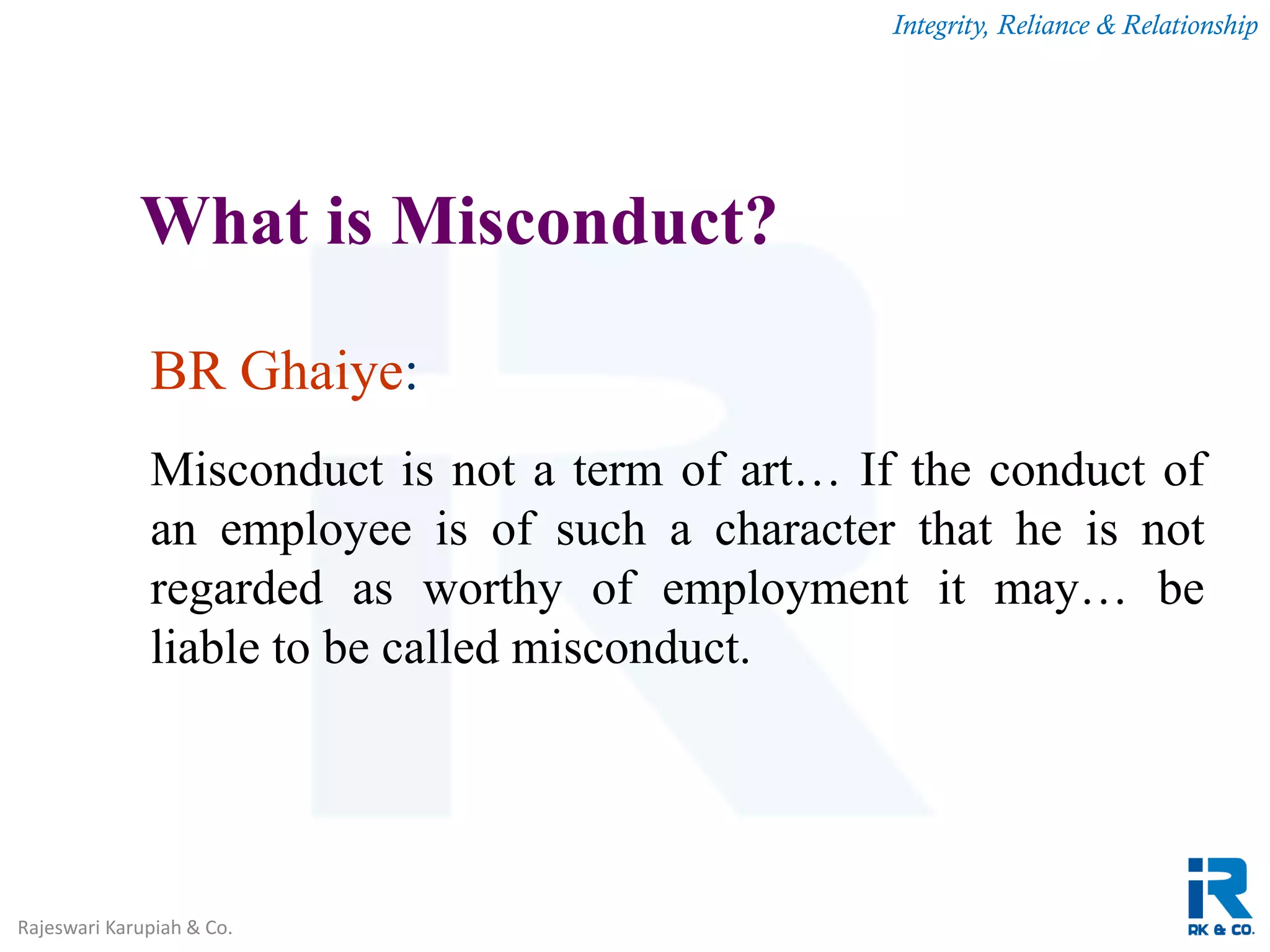 Dealing with Workplace Misconduct | PDF