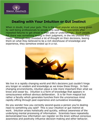 Dealing with Your Intuition or Gut Instinct | PDF