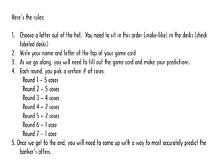 Deal or no deal Advanced Algebra gameshow | PPTX