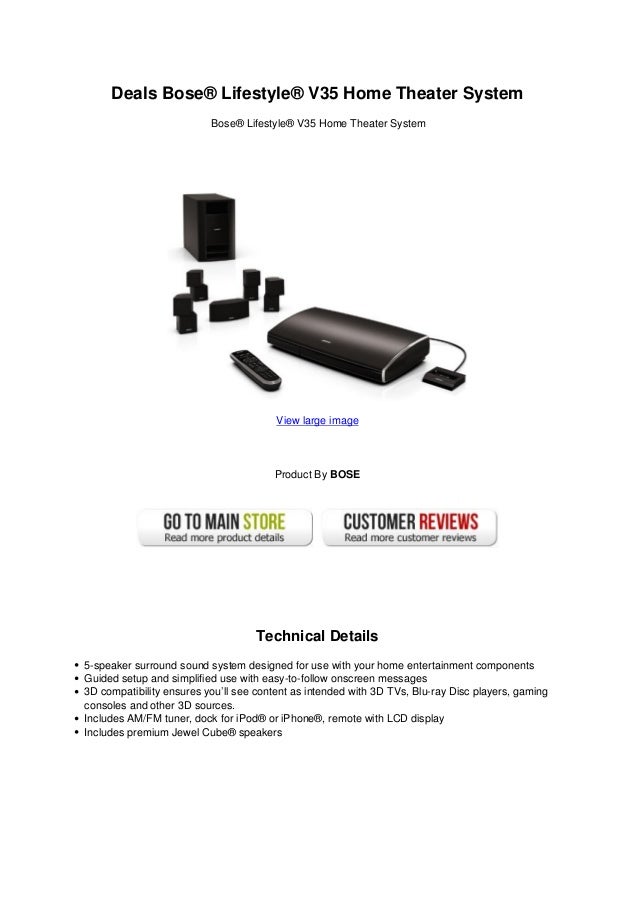 Deals bose lifestyle v35 home theater system | PDF