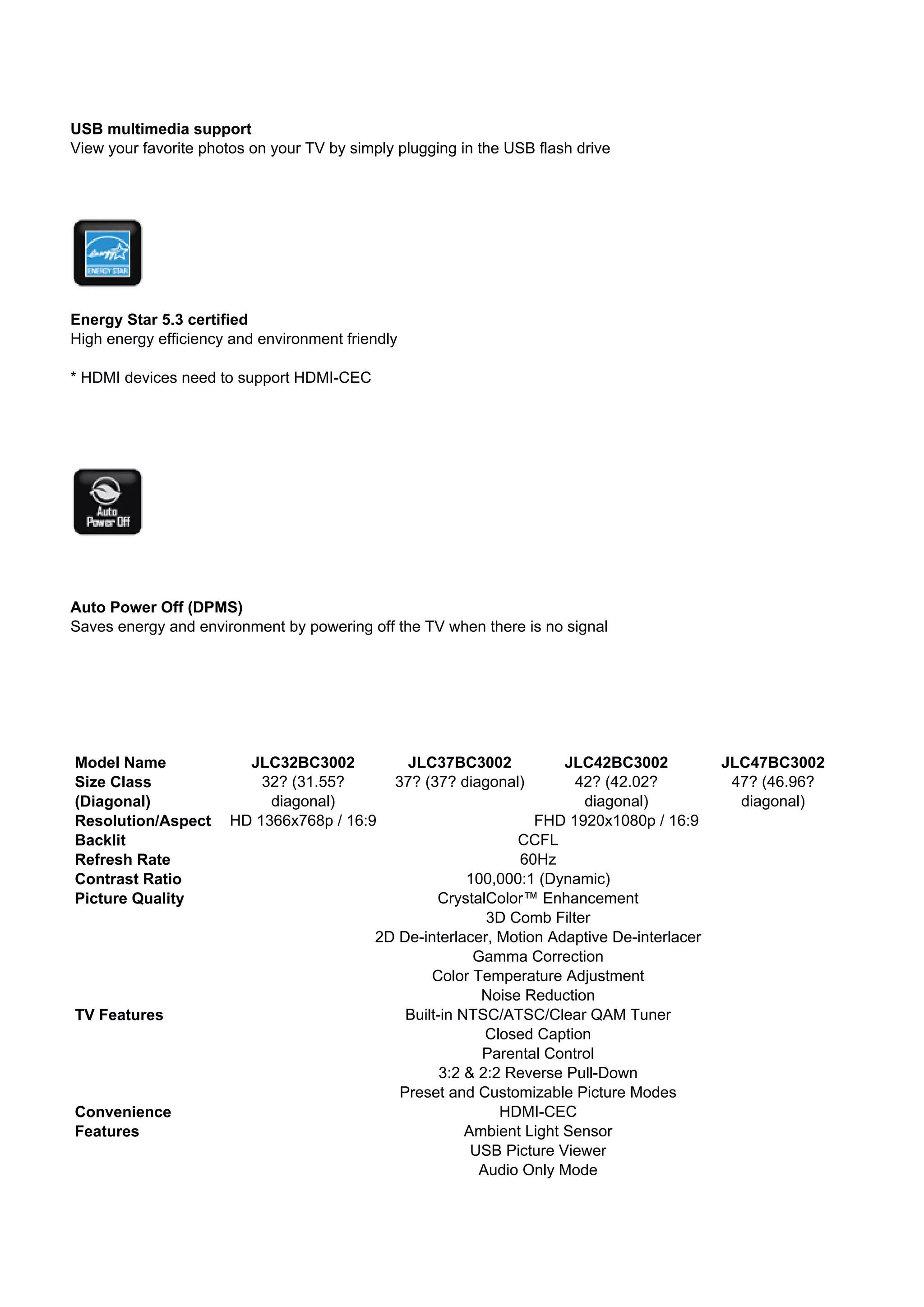 Deals jvc jlc32 bc3002 32 inch 720p 60hz lcd tv with ambient light sensor | PDF