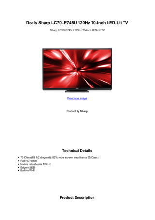 Deals sharp lc70 le745u 120hz 70 inch led-lit tv | PDF | Consumer ...