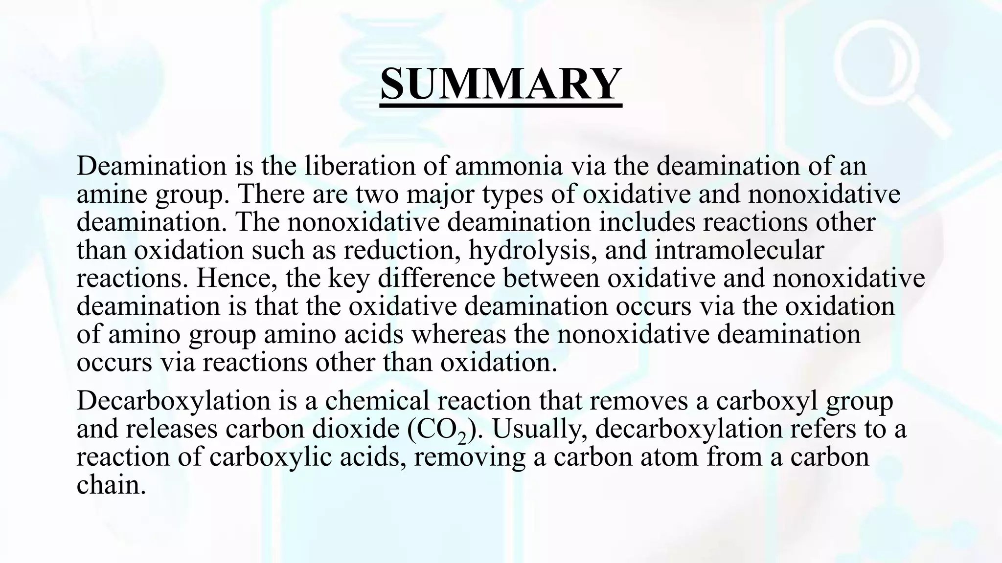 DEAMINATION AND DECARBOXYLATION | PPTX