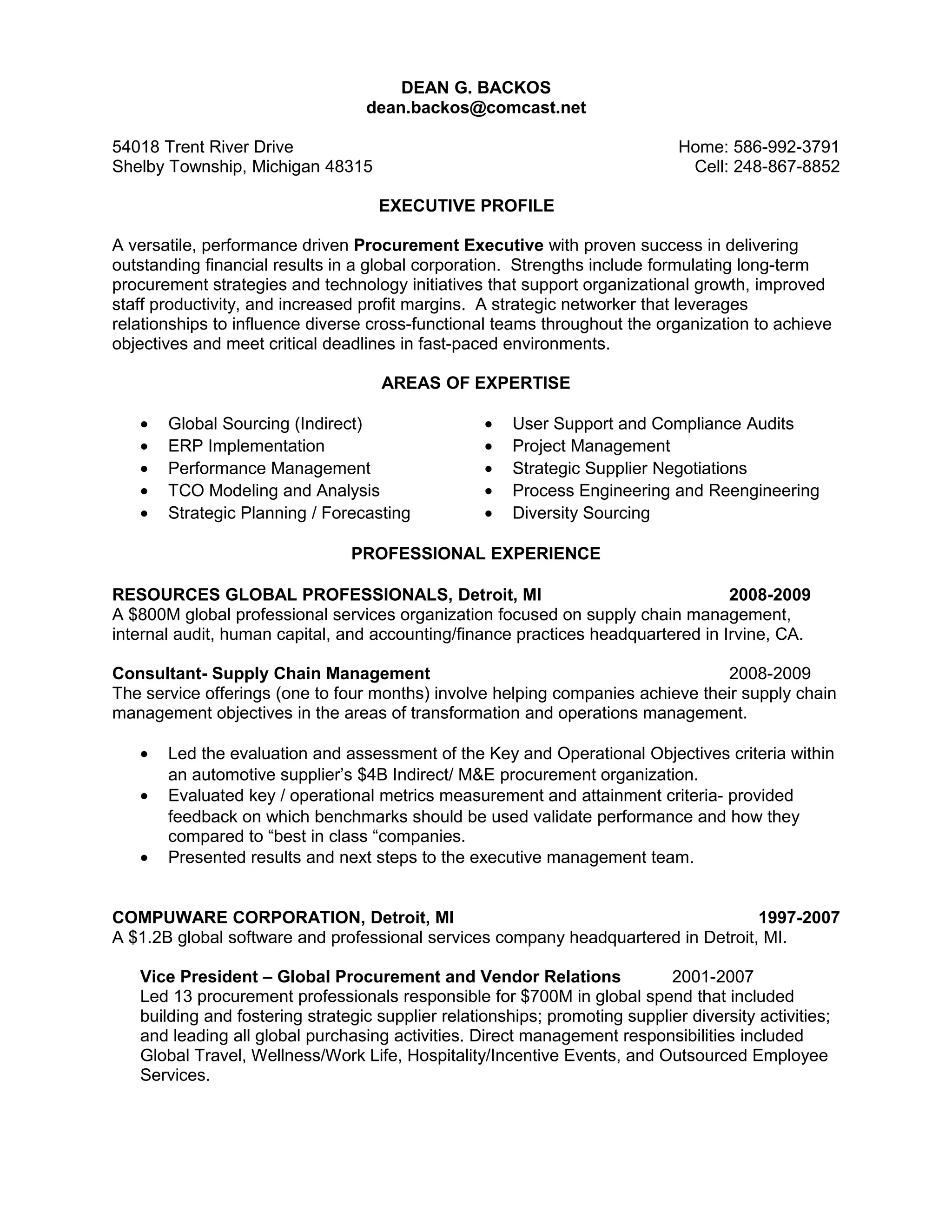 Dean Backos Final Resume | DOC