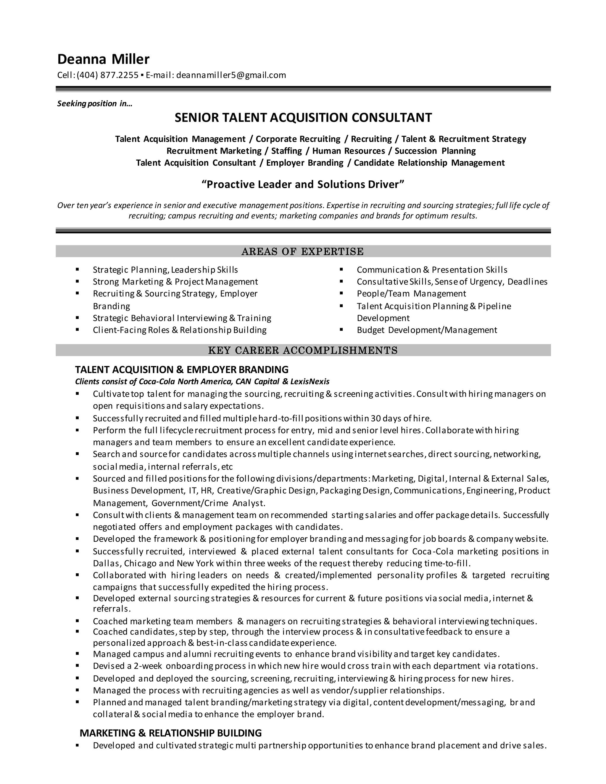 Deanna Miller Senior Talent Aquisition Consultant | PDF