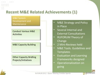 M&E for Learning & Performance Management: Updates, Initiatives ...