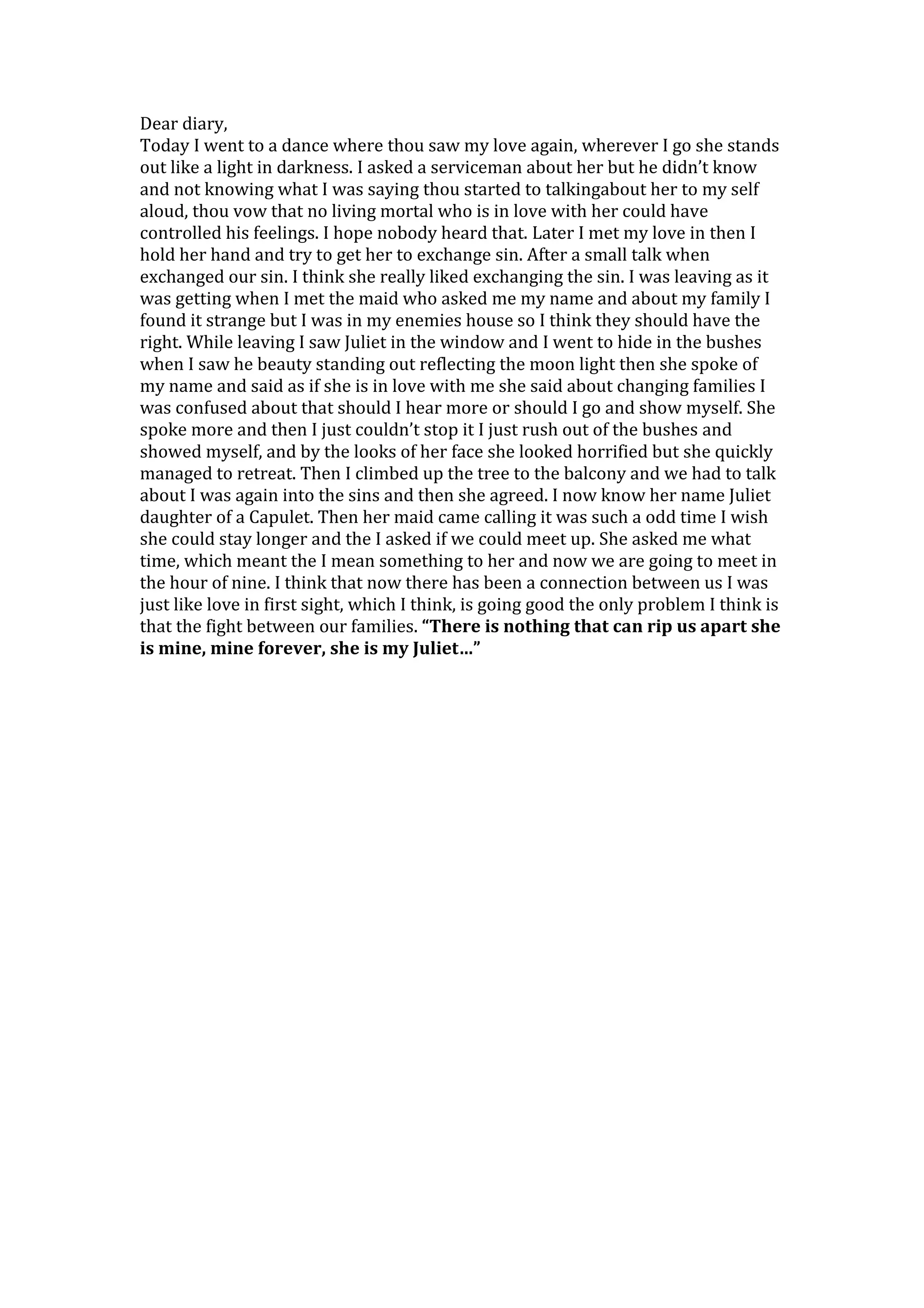 Dear diary ( romeo) | DOCX