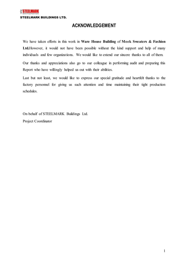 Dea report of ware house building | DOCX