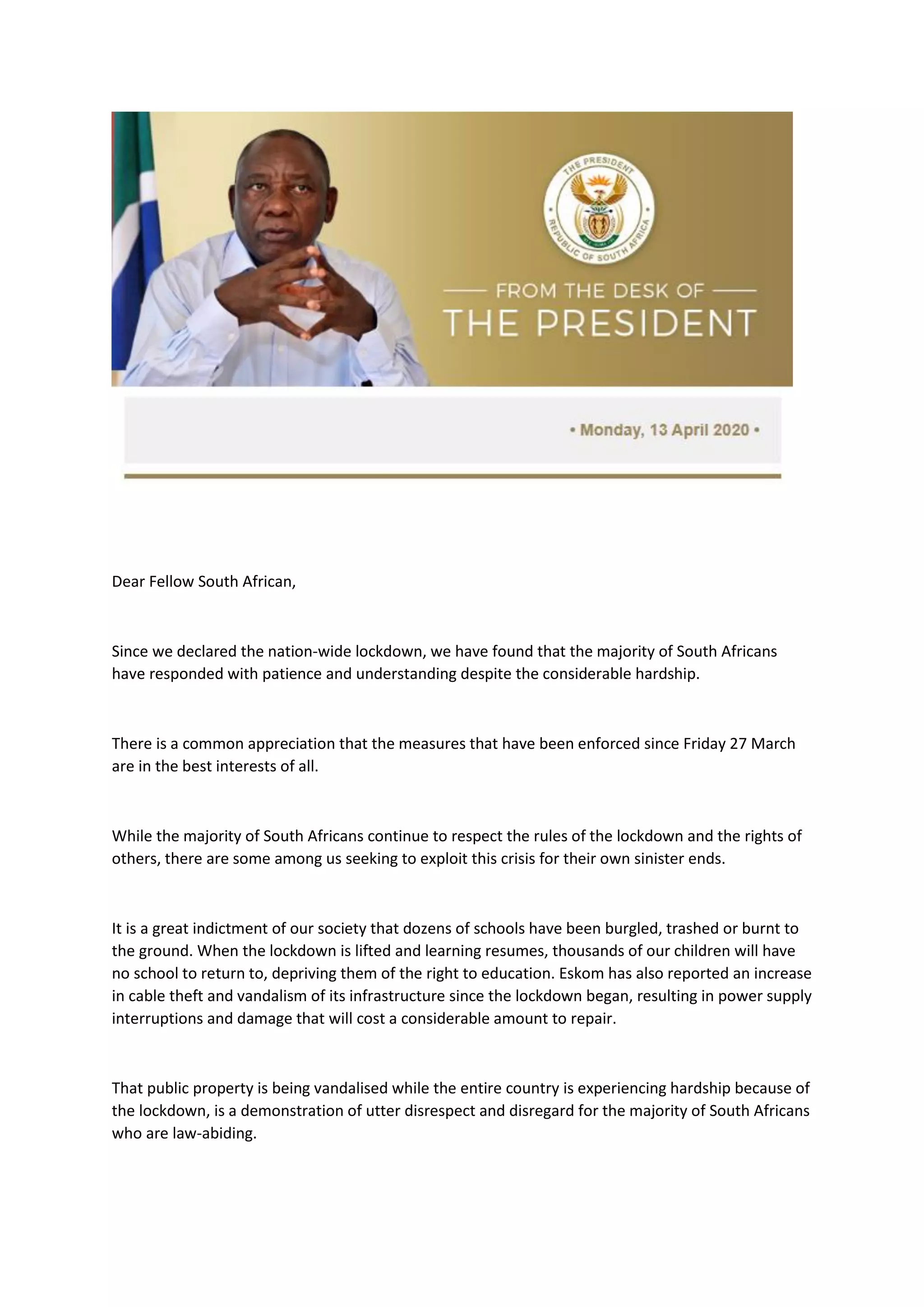 Dear fellow south african | PDF