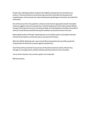 President Cyril Ramaphosa's weekly letter | DOCX